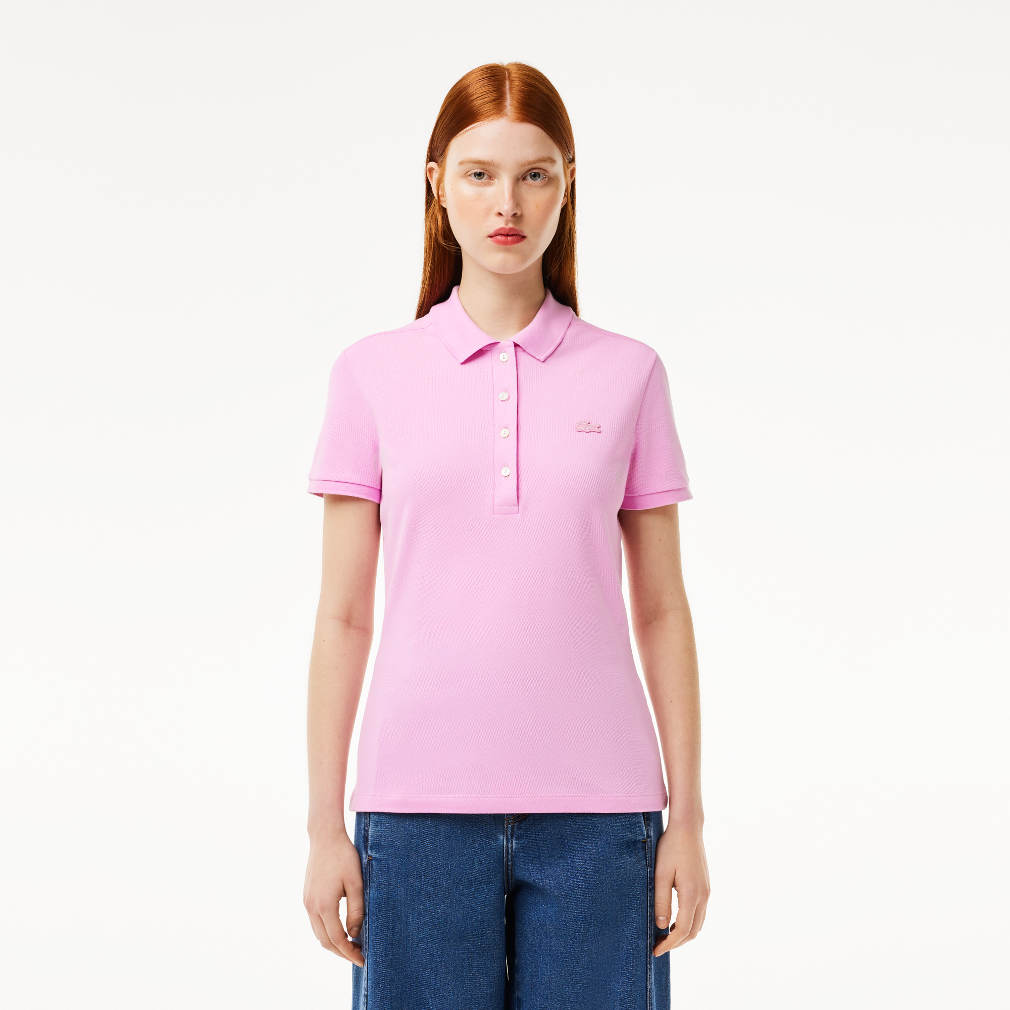 Women's lacoste slim fit stretch mini piqué polo shirt store
